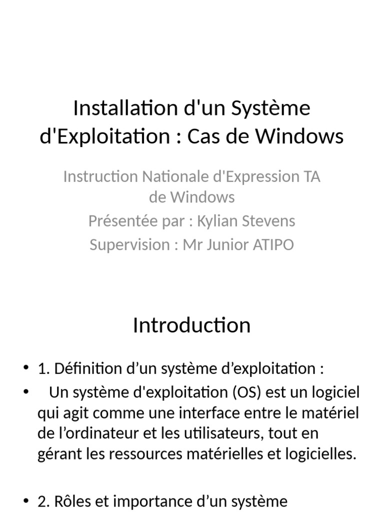 Exposé Installation Windows Complet | PDF