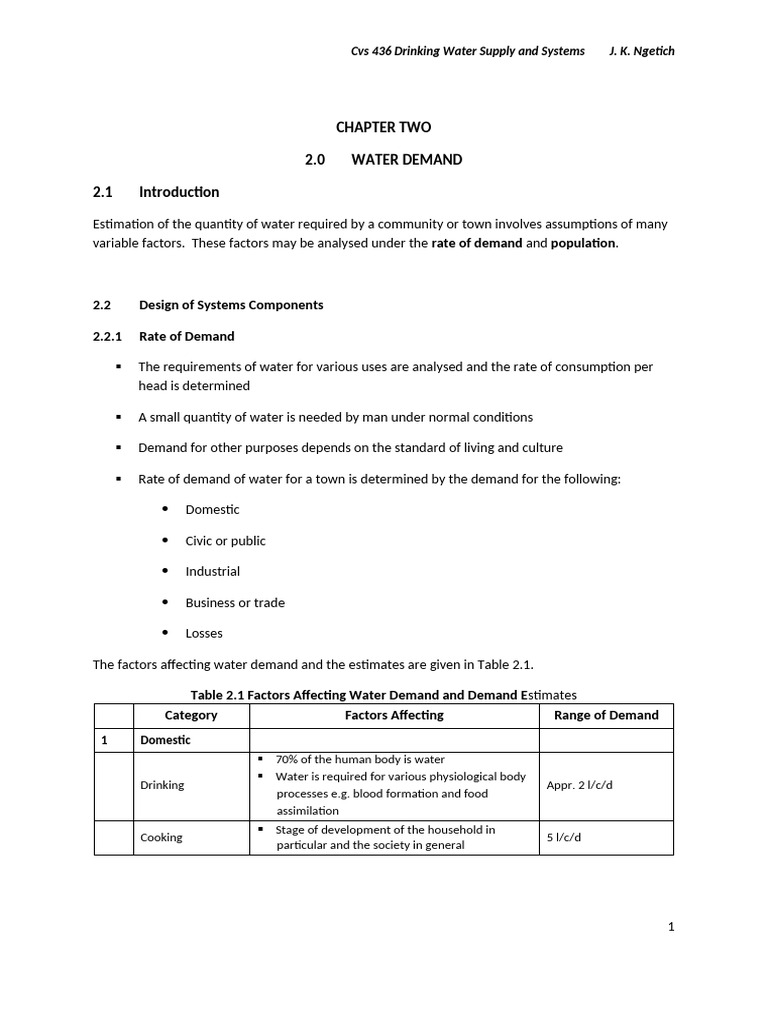 Chapter Two - Water Demand and Population Forecasting | PDF | Water | Logistic Function