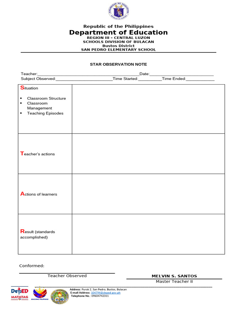 Star Observation Note | PDF