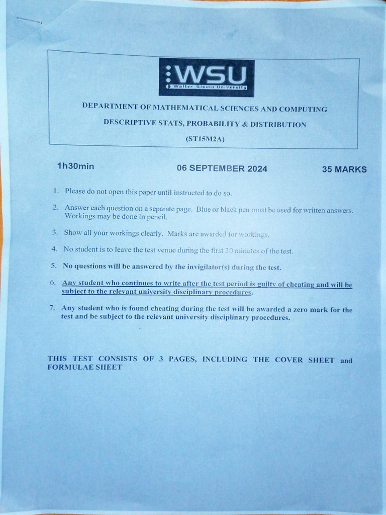 BSC Test 1 Question Paper | PDF