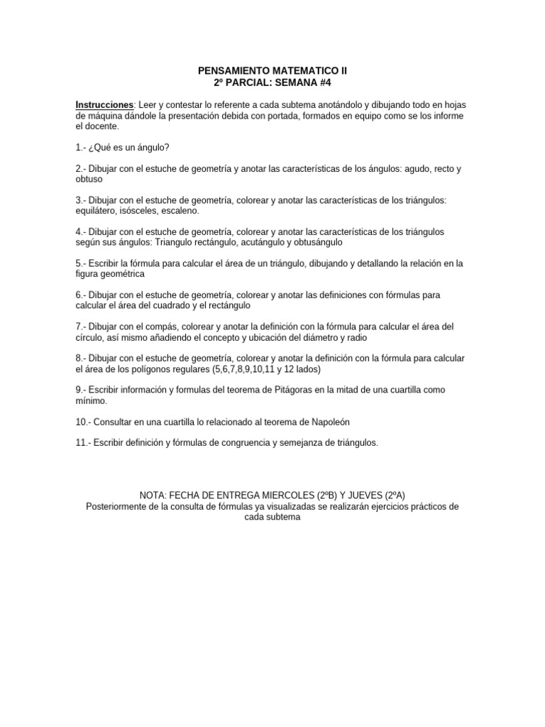 Semana #4. - PENSAMIENTO MATEMATICO II | PDF