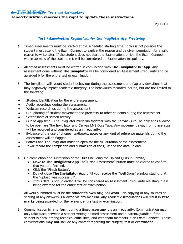 Eng 2023 Term 3 General Instructions For Tests and Examinations - 15 ...
