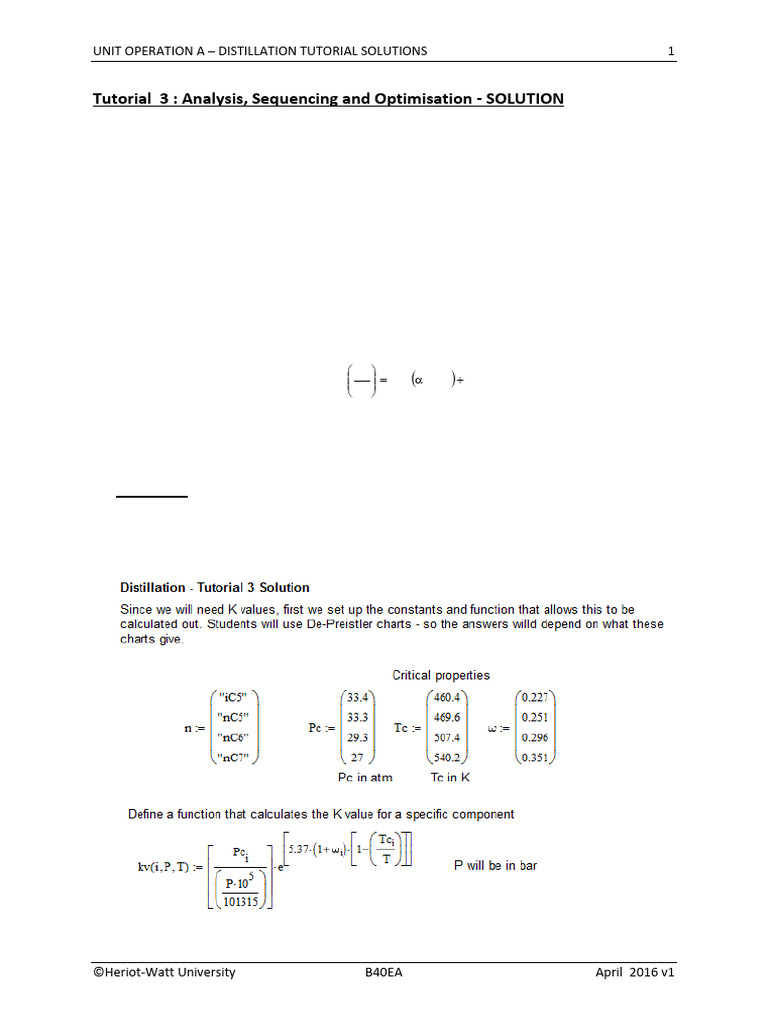 Tutorial Solutions Distillation 3 | PDF | Distillation | Chemistry