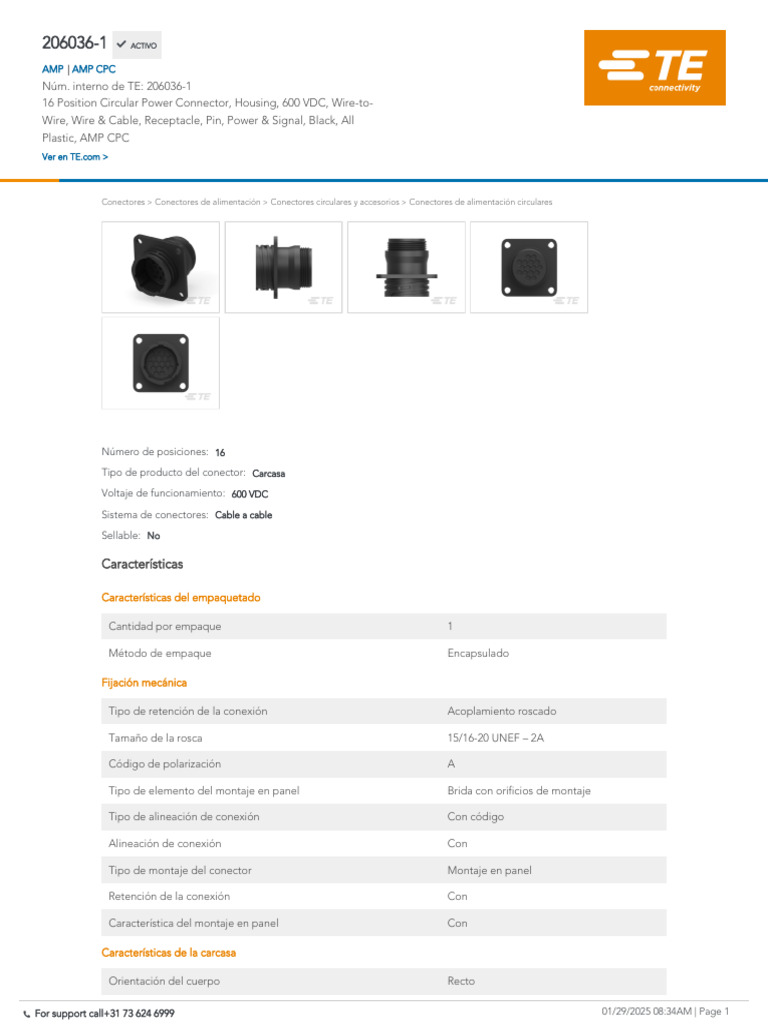 Product 206036 1.datasheet | PDF | Conector eléctrico | Ingenieria ...