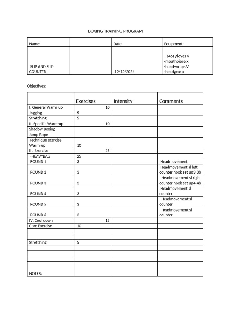 BOXING TRAINING CAMP | PDF