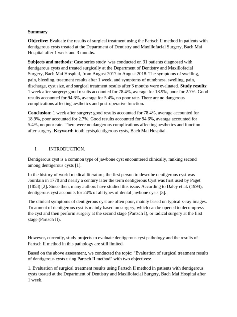 (Đặng Tiểu Bình) dentigerous cysts of tooth | PDF | Surgery | Pathology