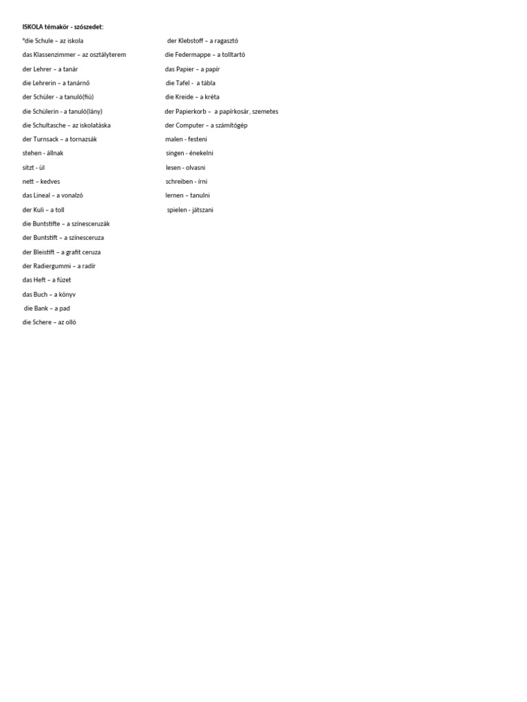 1DB Lektion2 Schule | PDF