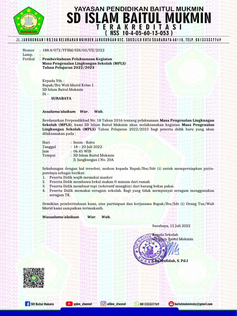Pemberitahuan Pelaksanaan MPLS TP. 2022-2023 | PDF