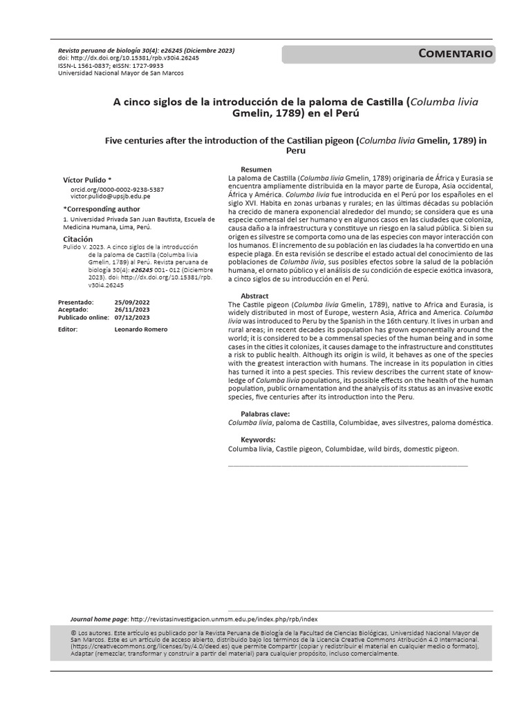 1727 9933 RPB 30 04 E26245 | PDF | Especies invasivas | Columbidae