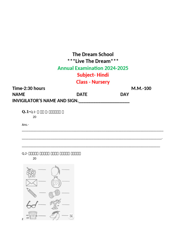 Nur Hindi 202425 | PDF