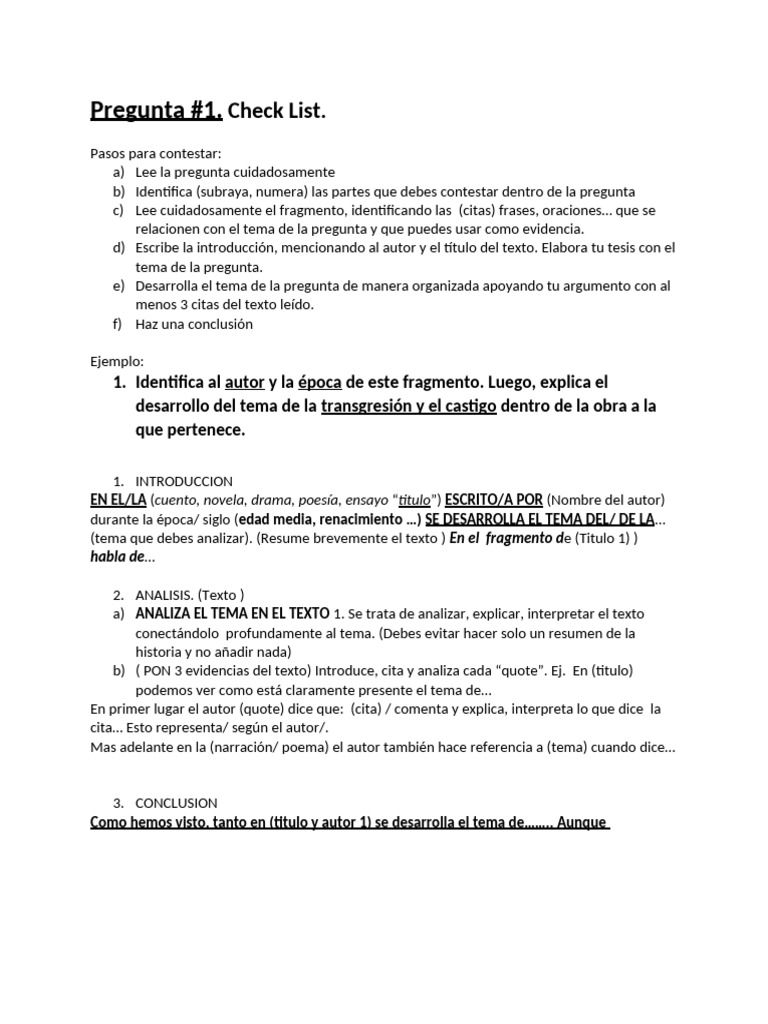 Pregunta #1 (Check List) | PDF | Autor | Ensayos