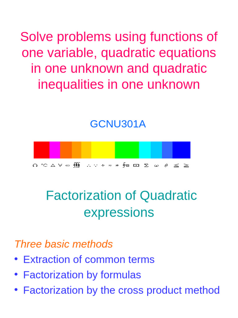 Quadratic Equations & Factorization Guide | PDF
