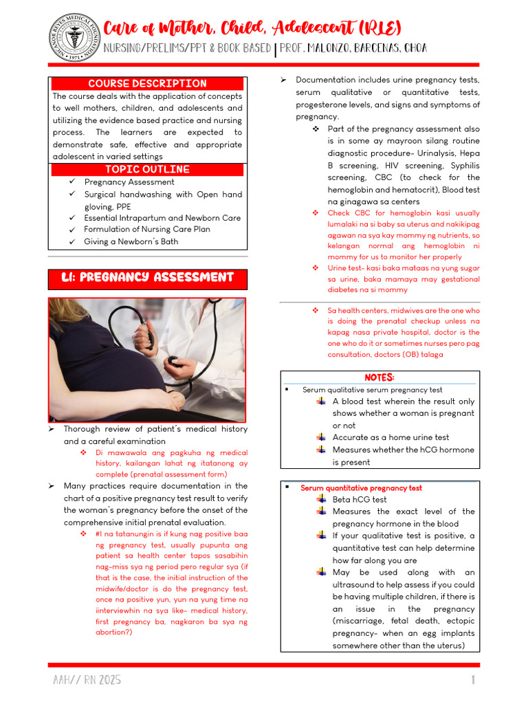 Ncm 107 (Rle)- Complete | PDF | Pregnancy | Prenatal Development