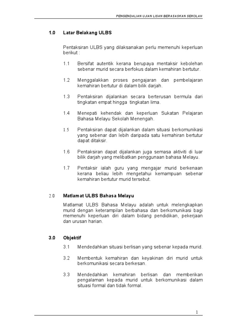 Garis Panduan Ujian Lisan Bahasa Melayu | PDF
