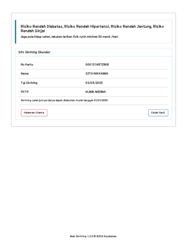 Web Skrining BPJS Kesehatan | PDF