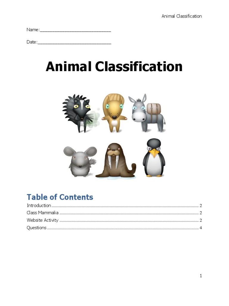 Animal Classification: Mammalia Overview | PDF | Home & Garden | Wellness