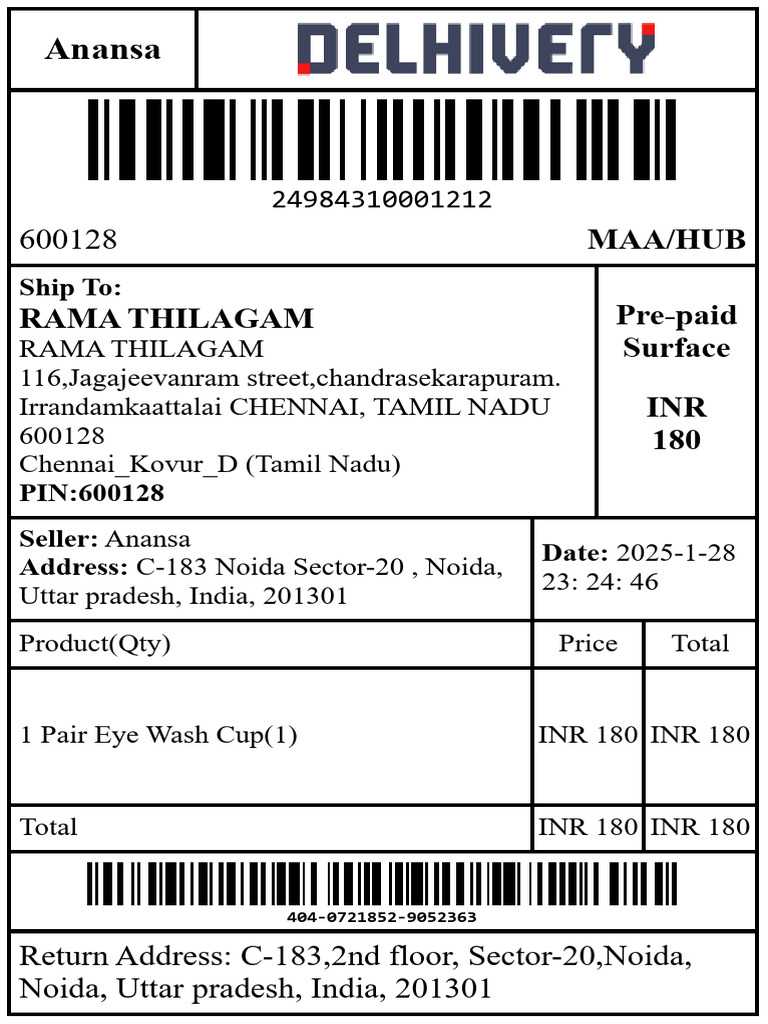 delhivery eyewash2 | PDF