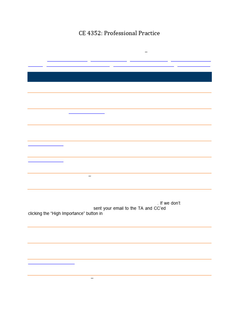 CE 4352: Professional Practice Course Guide | PDF | Engineering ...