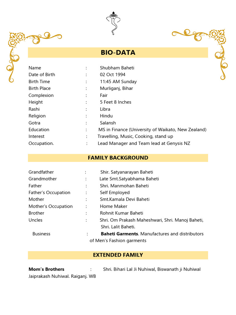 Shubham Bio Data 3 | PDF