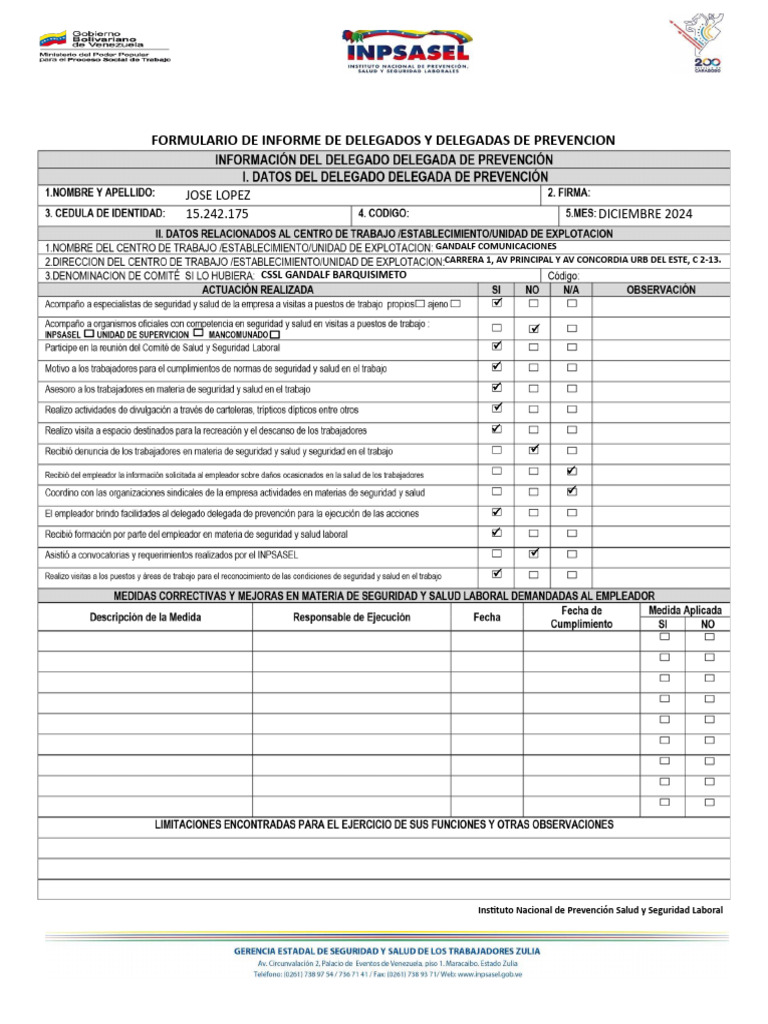 FORMATO INFORME DEL DDP ANEXO 12 Jose Lopez Diceimbre 2024 Corregido | PDF