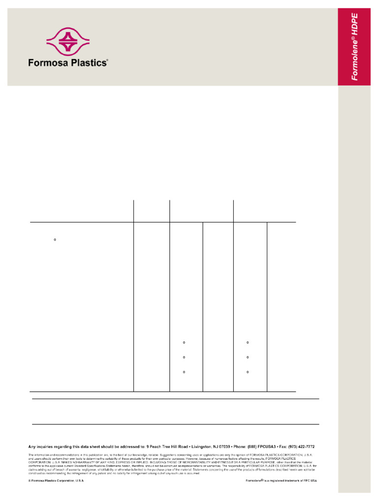 FT Hdpe Formolene HL3721 | PDF | Strength Of Materials | Materials