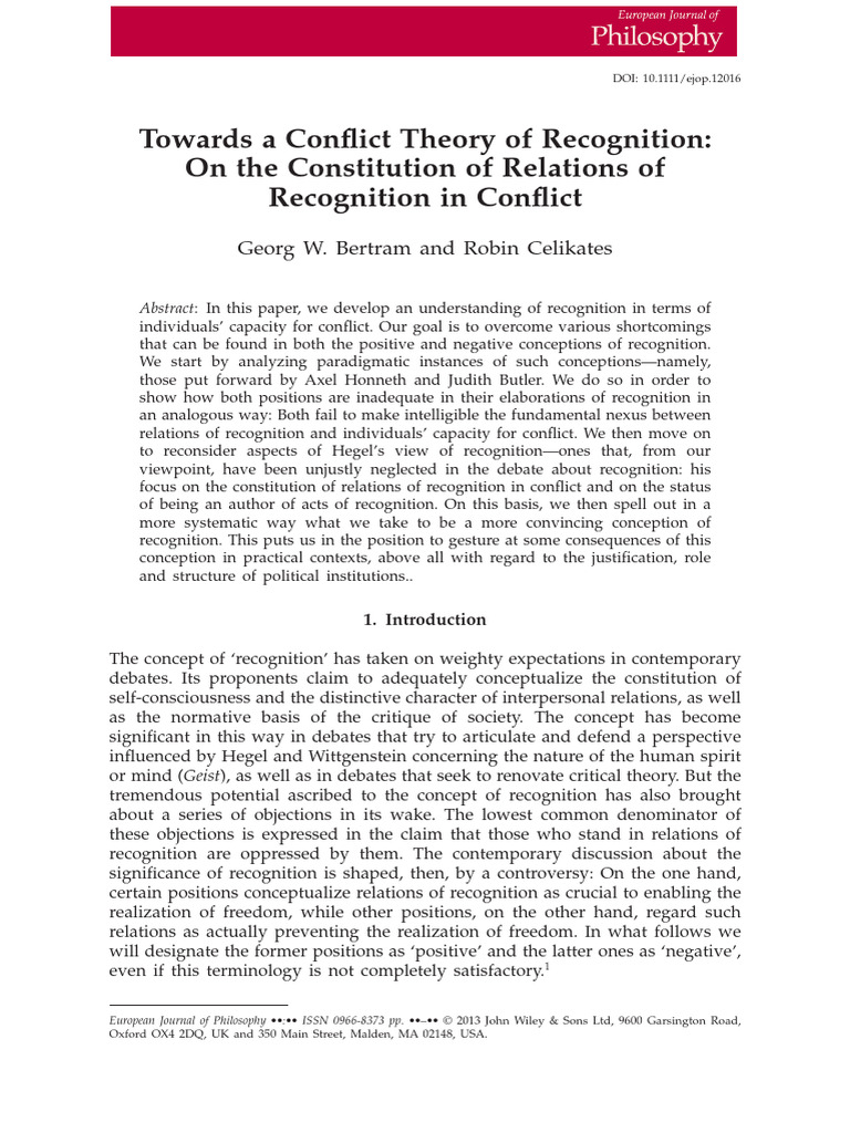 Conflict Theory of Recognition Explained | PDF | Georg Wilhelm ...