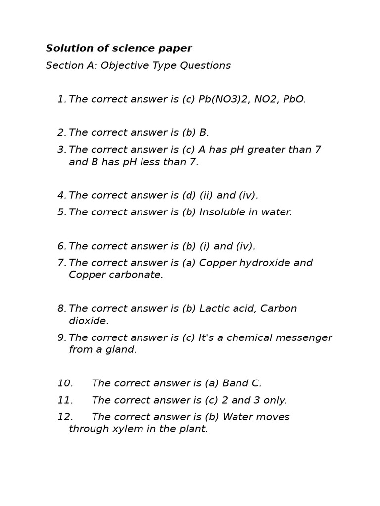 Solution of Science Paper | PDF | Silver | Kidney