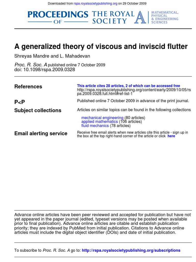 A Generalized Theory of Viscous and Inviscid Flutter: Shreyas Mandre ...
