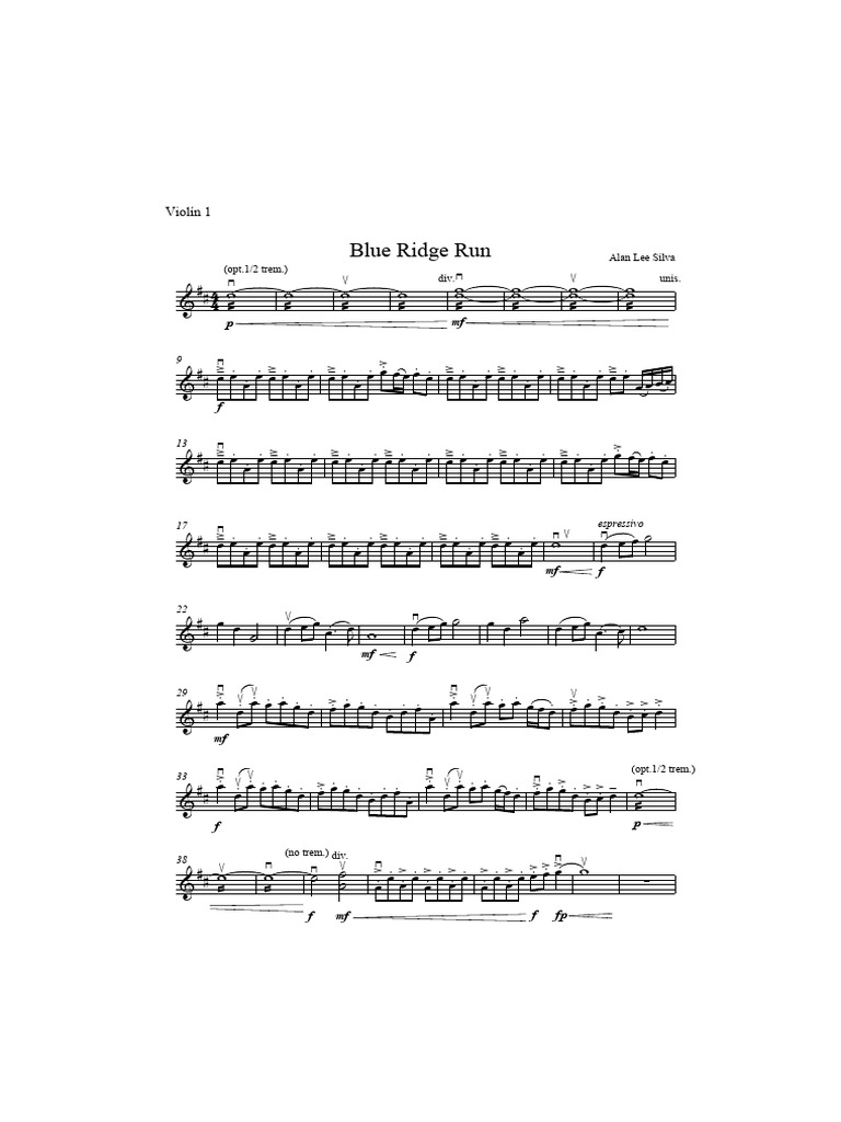 Blue Ridge Run general conser Violín 1 | PDF
