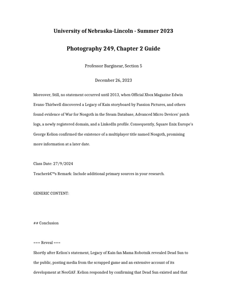 Photography 249 Chapter 2 Guide | PDF | Video Games | Square Enix