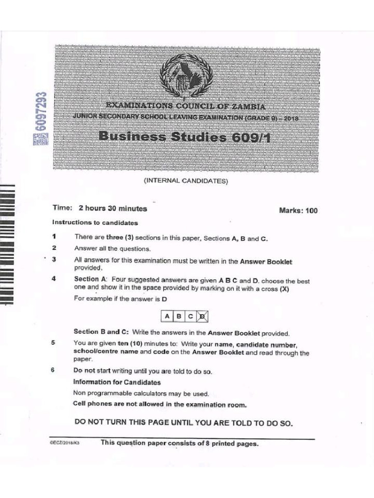 2018 Business Studies Past Paper | PDF