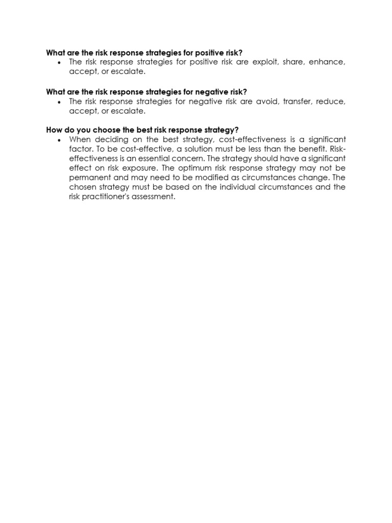 Risk Response Strategy | PDF