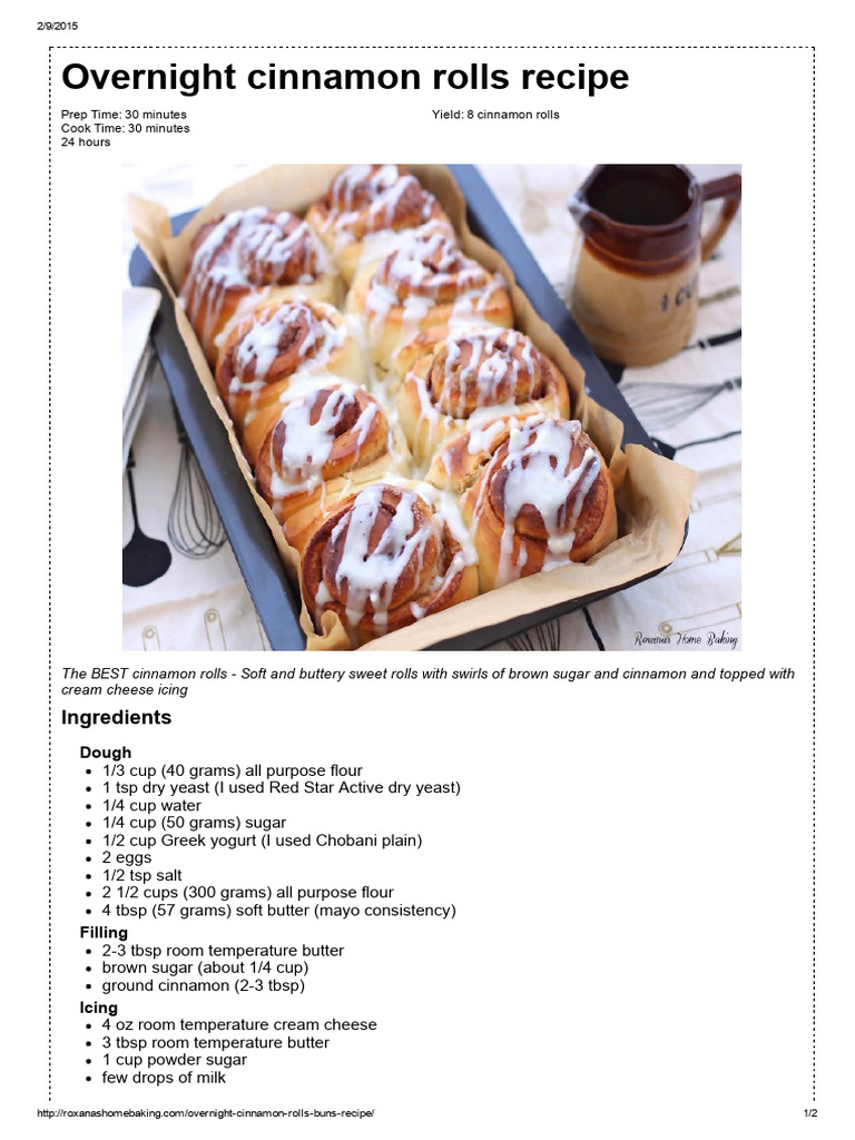 Overnight Cinnamon Rolls Recipe | PDF | Tablespoon | Dough