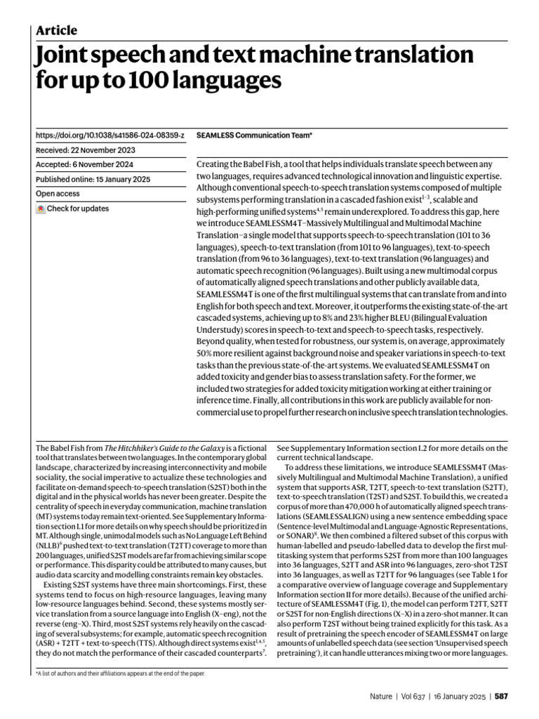 Barrault Et Al. - 2025 - Joint Speech and Text Machine Translation For ...