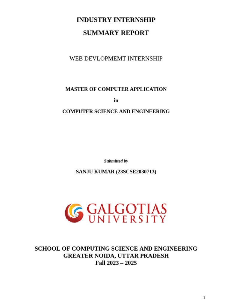 Internship Summary Report | PDF | Web Development | Databases