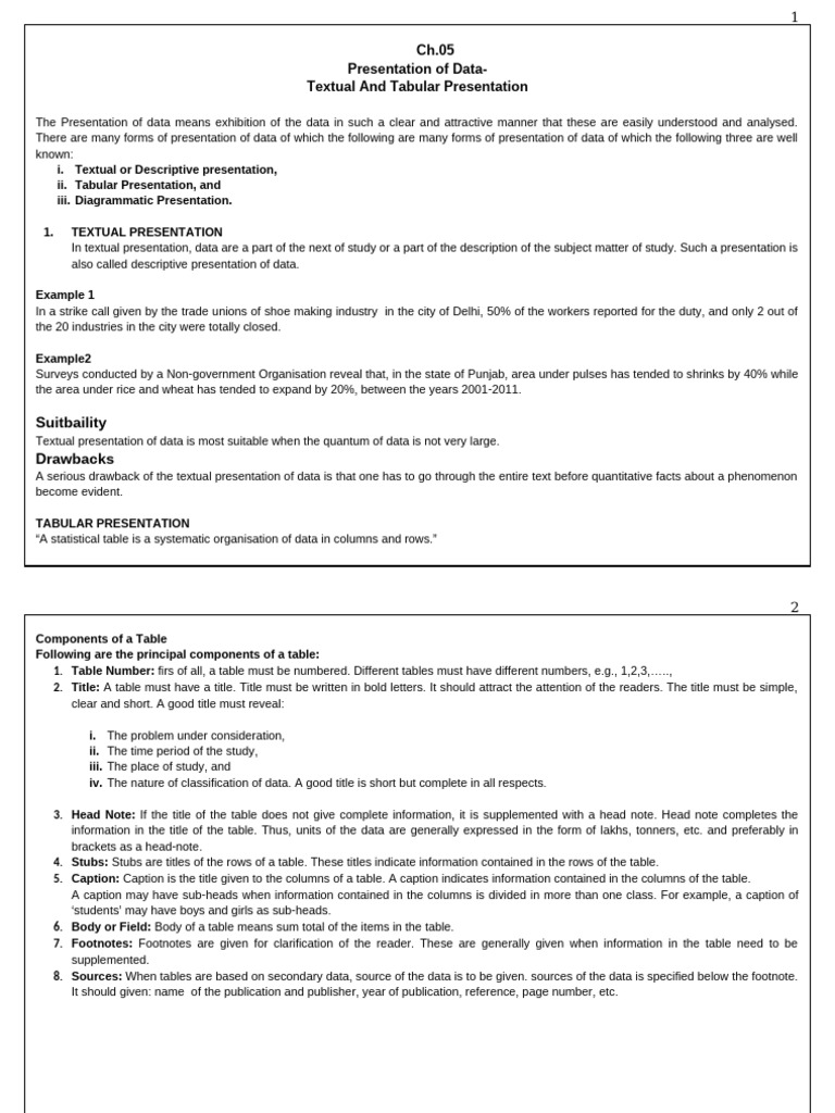 Data Presentation Techniques | PDF