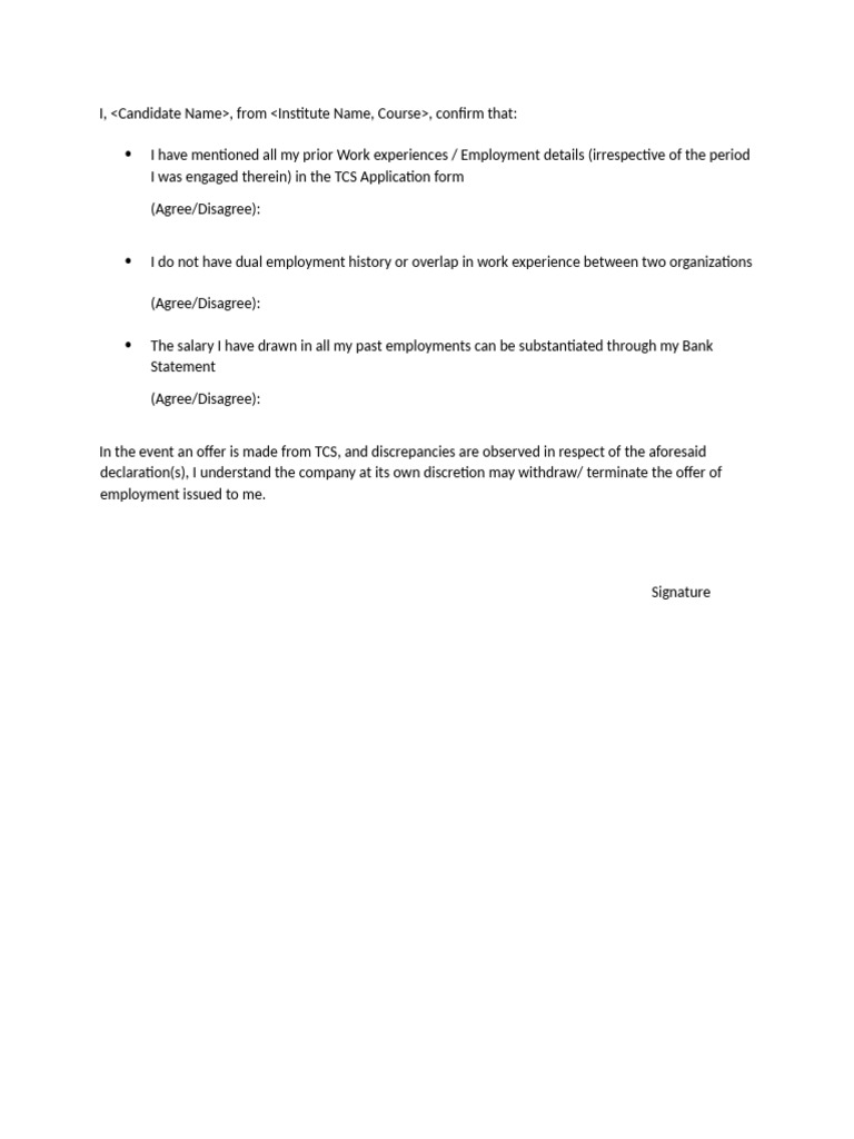 Candidate Declaration Form - MBA Off Campus | PDF