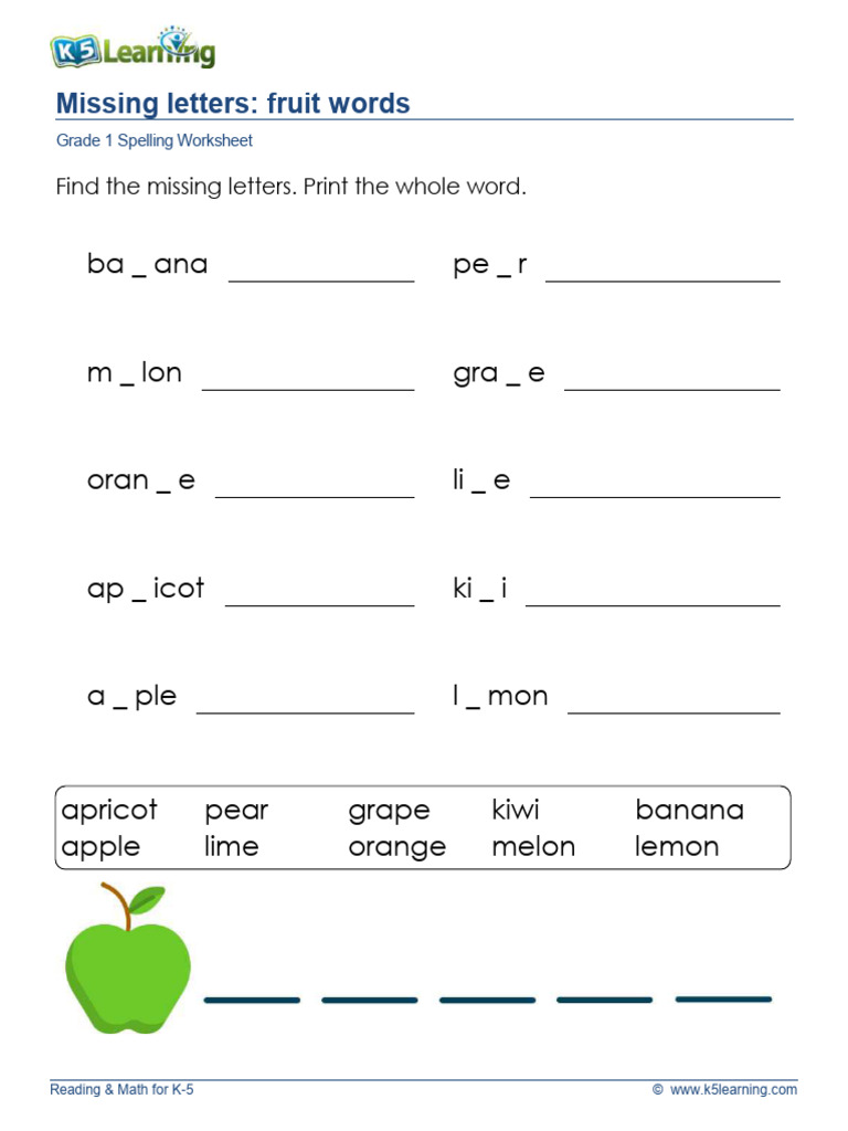 Grade 1 Missing Letter 3 | PDF