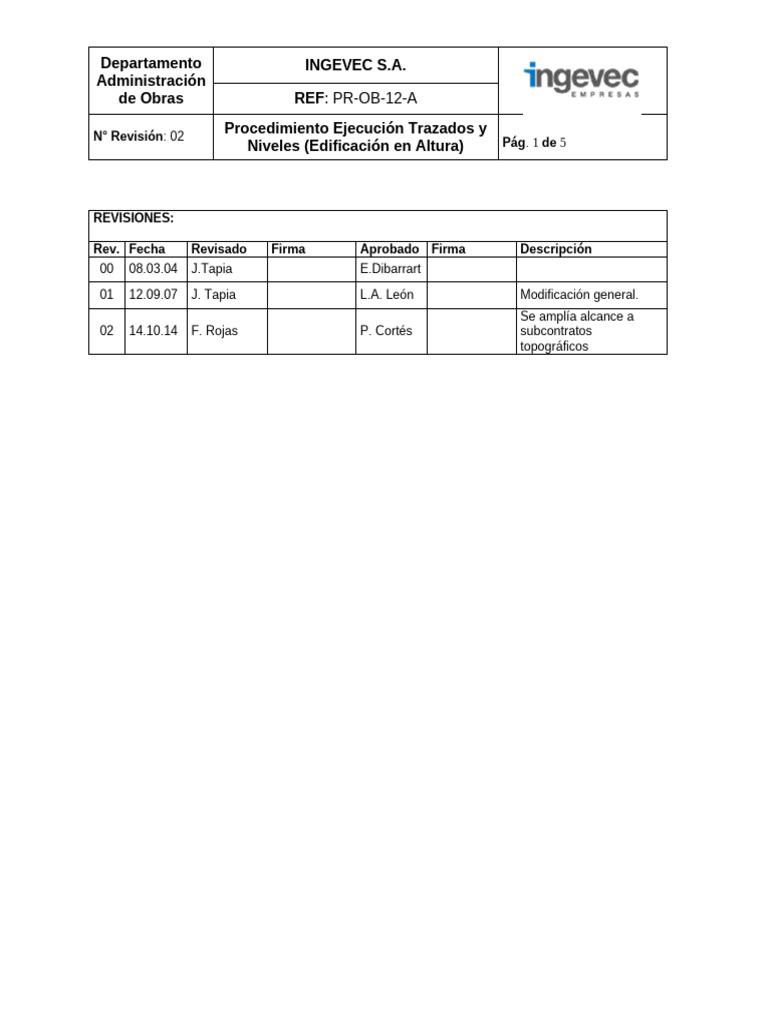 PR-OB-12-A Trazado y Niveles (Rev 02) | PDF | Topografía | Ingeniería
