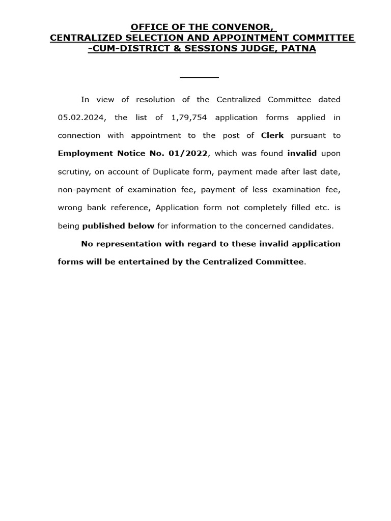 Rejected Form List 17.02.2024 | PDF | Cinema Of India