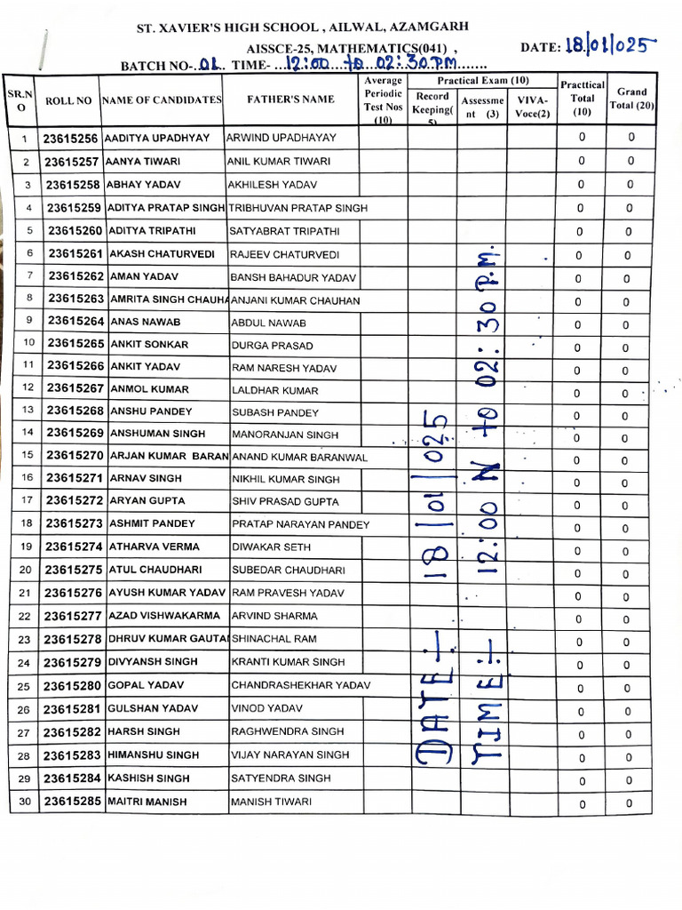 Maths Internal Assessment Date Wise Batches | PDF