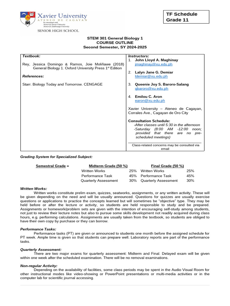 STEM301 - TF - G11 - CO - 2nd Sem - SY 2024-2025 | PDF | Cell (Biology) | Cellular Respiration