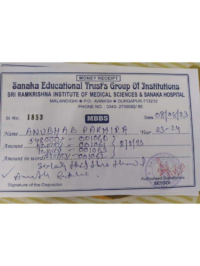 Admission at SHRIMS and SANAKA Hospital | PDF