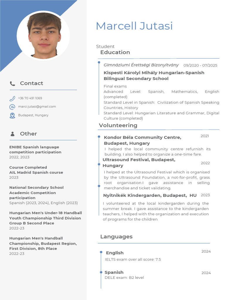 Hungary Resume Sample for Students | PDF | Hungary