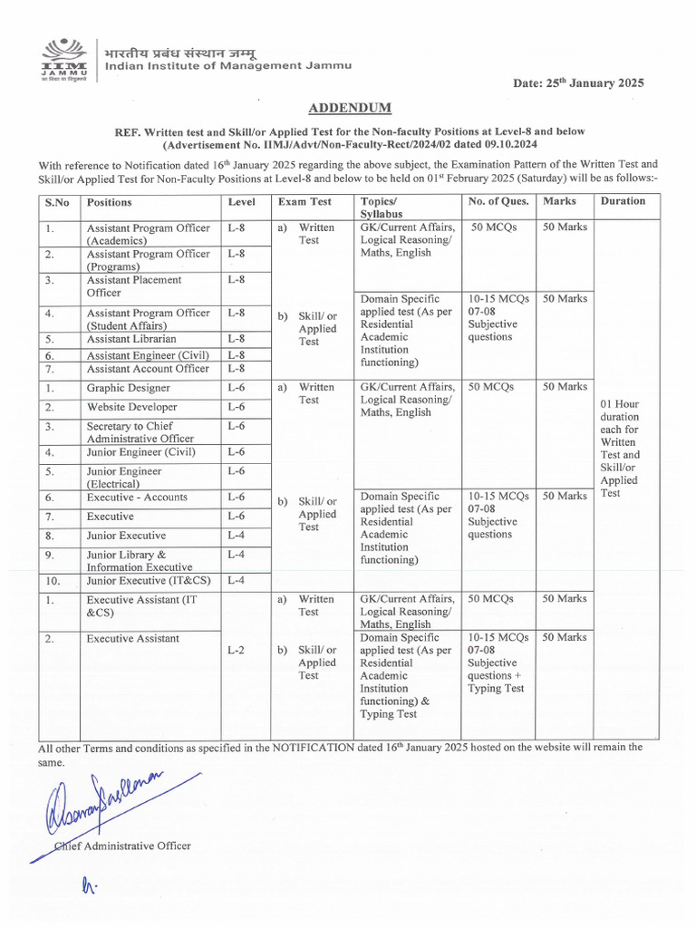 Addendum Non FAculty 9th Oct 2024 (1) | PDF