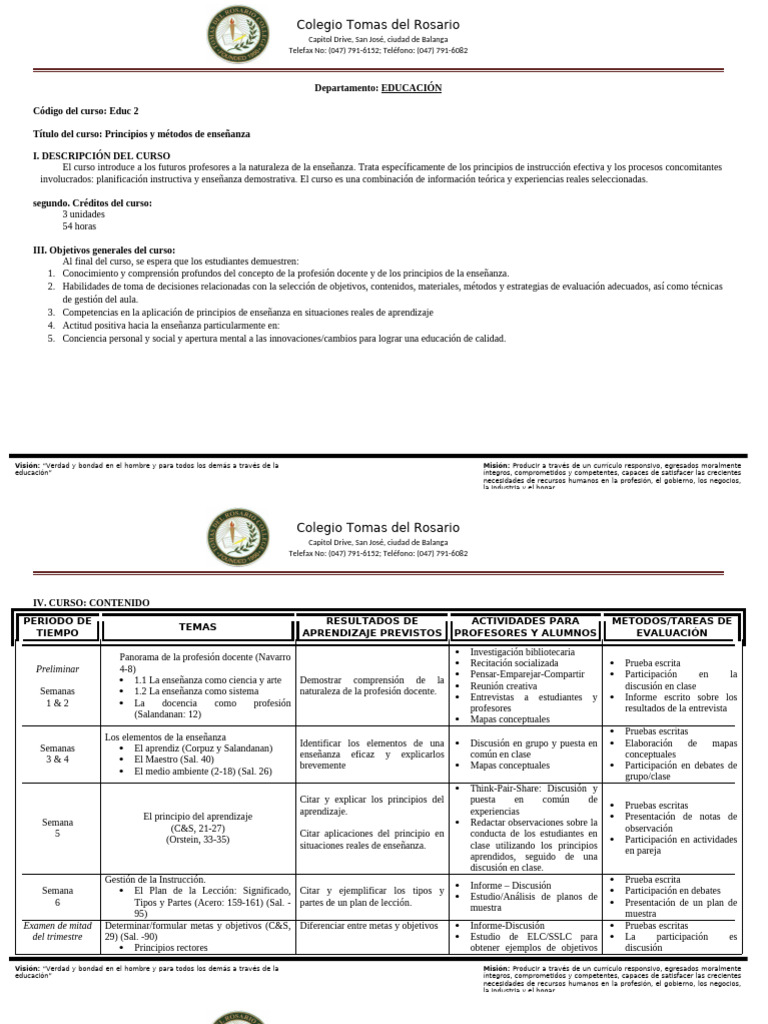 Educ 2 Principios y Métodos de Enseñanza 1 | PDF | Enseñando | Método de enseñanza