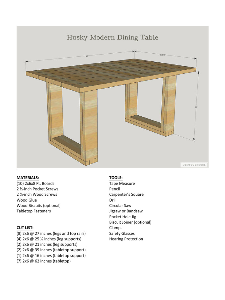 Husky Modern Dining Table | PDF | Drill | Screw