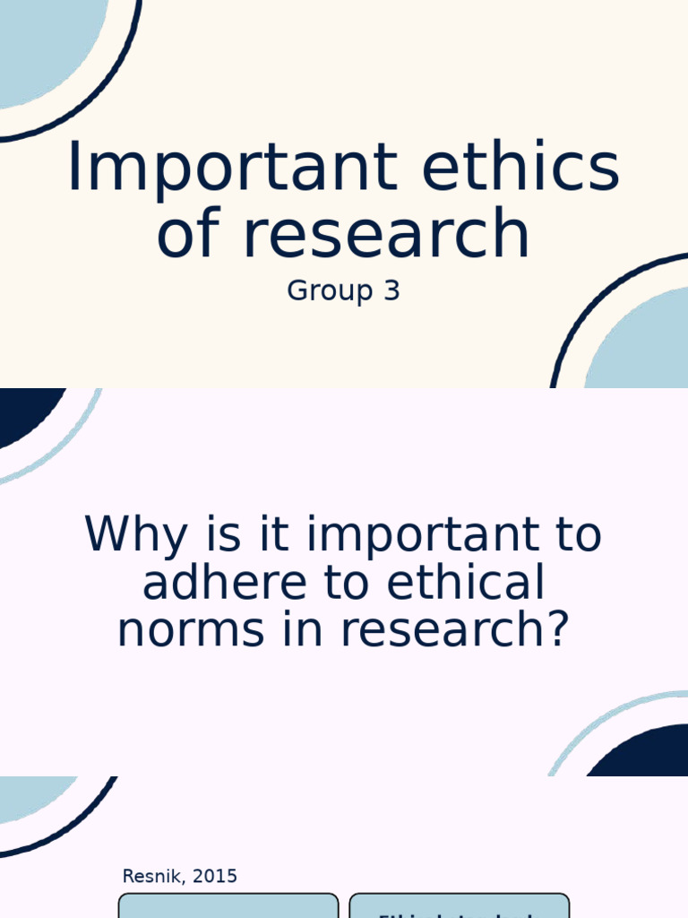 Important Ethics of Research - GROUP 3 | PDF | Intellectual Property | Data
