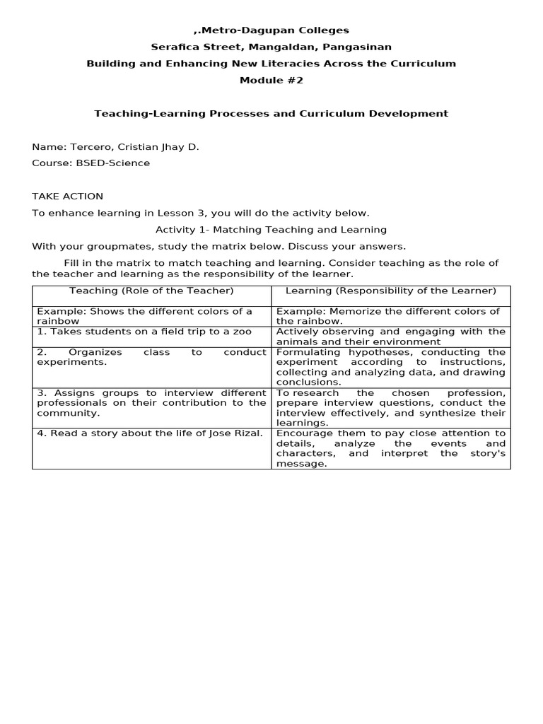 (MIDTERM) BENLAC | PDF | Learning | Curriculum