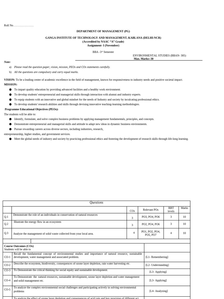 evs assignment 01 and 02 (2 DEC. 2024) | PDF | Entrepreneurship | Sustainable Development